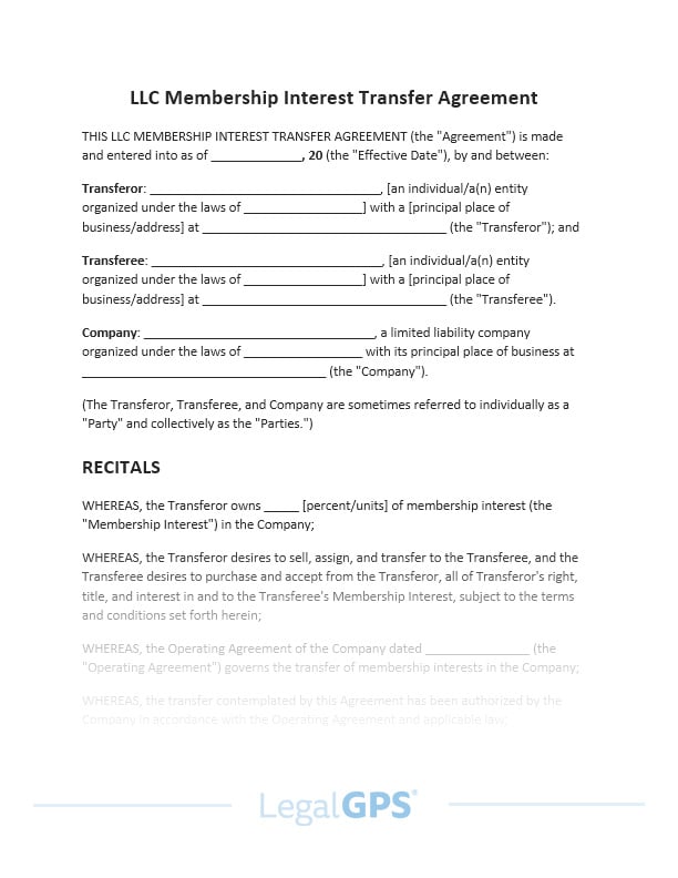 LLC Membership Interest Transfer Agreement